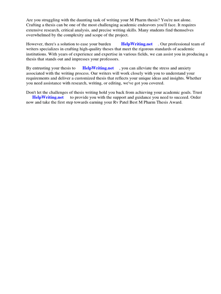 RV Patel Best M Pharm Thesis Award | PDF | Tablet (Pharmacy ...