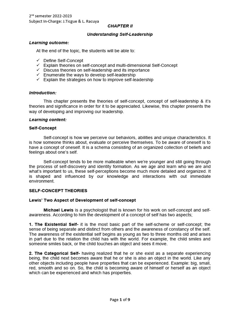 CHAPTER II. Understanding Self Leadership | PDF | Motivational | Motivation