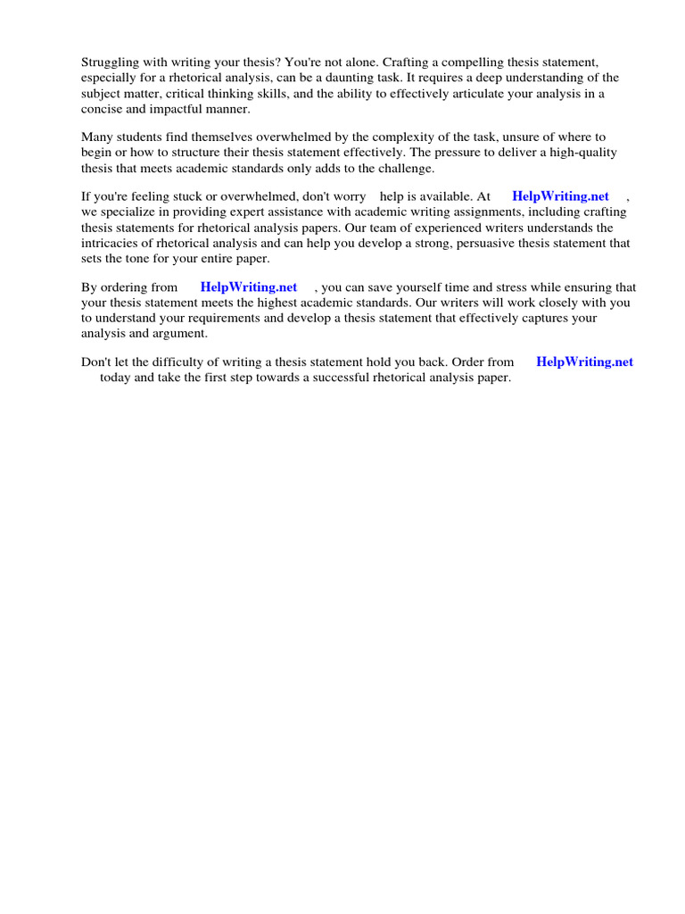 Example of Rhetorical Analysis Thesis Statement | Download Free PDF ...