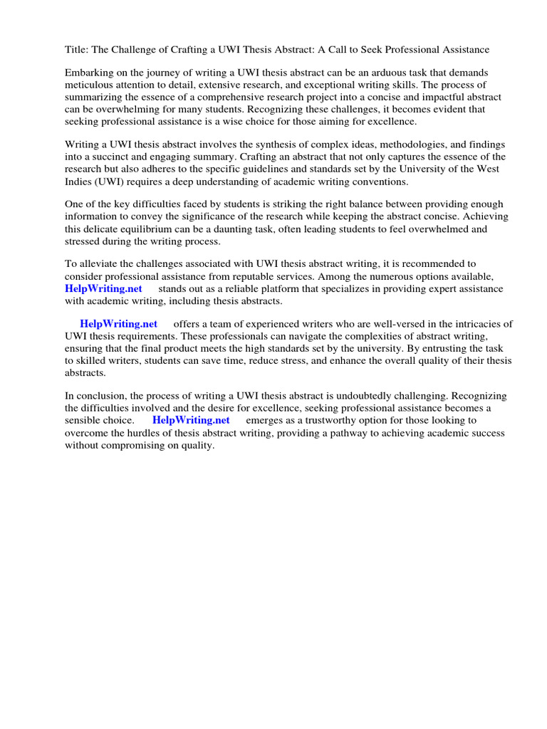Uwi Thesis Abstract | Download Free PDF | Thesis | Educational Technology