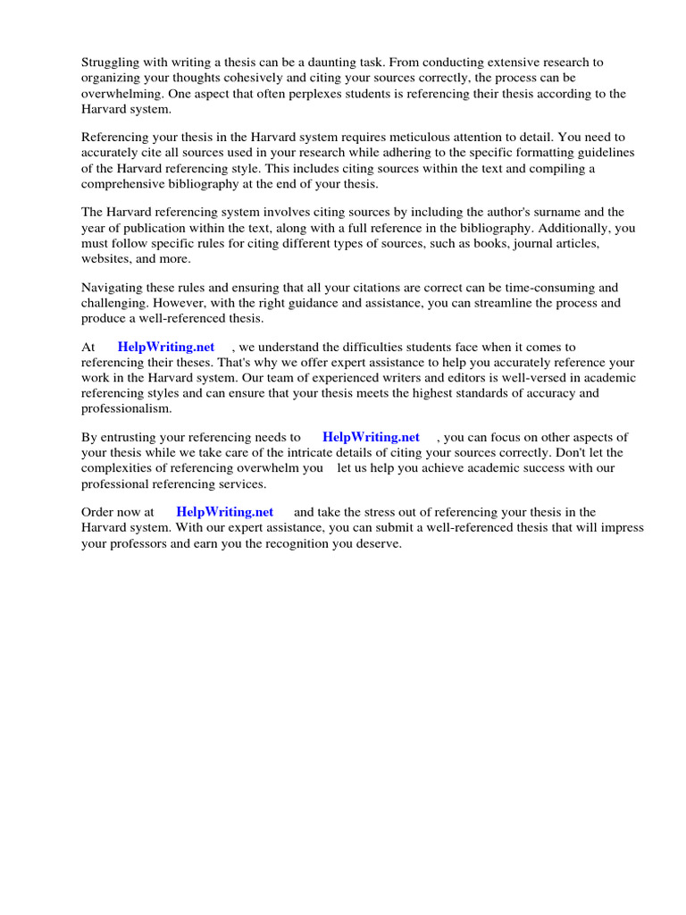 How To Reference A Thesis Harvard System | PDF | Citation | Thesis