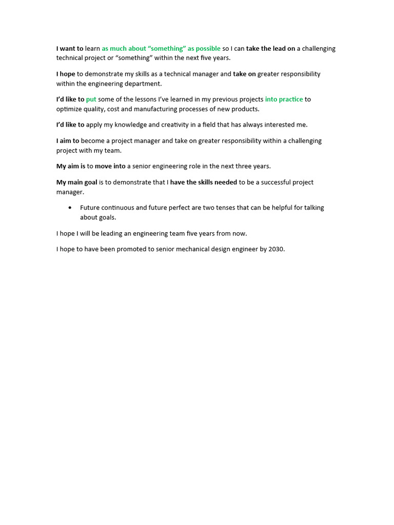 Career Goals in Engineering Management | PDF