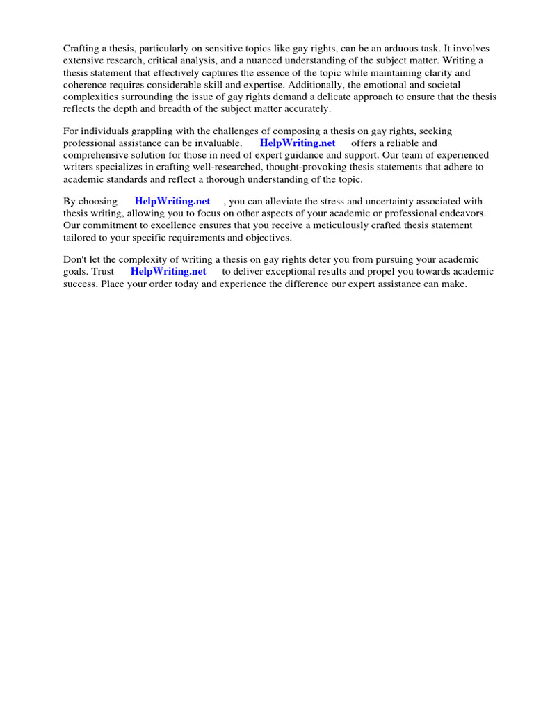 Gay Thesis Statement | PDF | Essays | Thesis