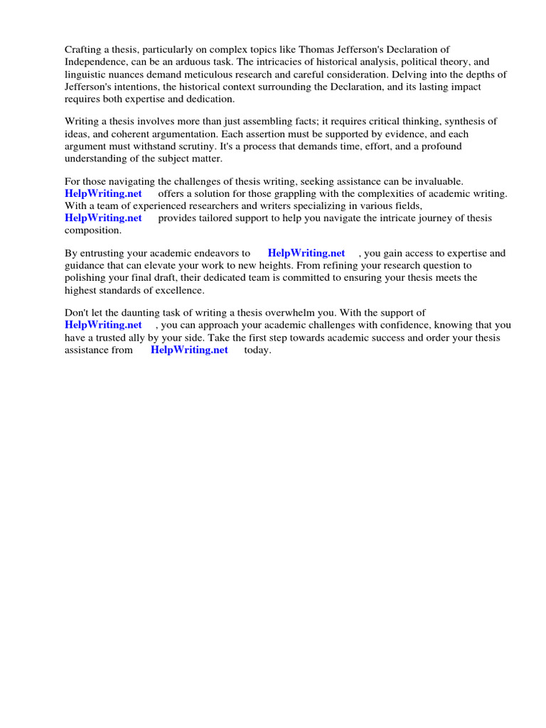 Thomas Jefferson Declaration of Independence Thesis | PDF | United ...