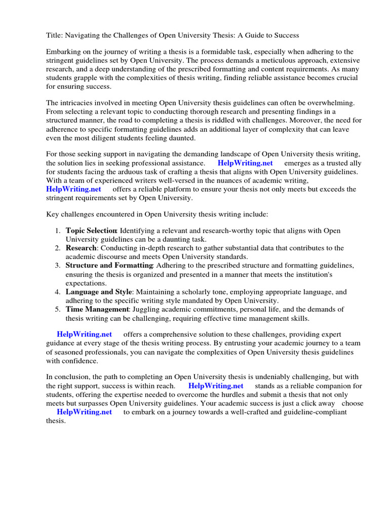 Open University Thesis Guidelines | PDF | Thesis | Apa Style
