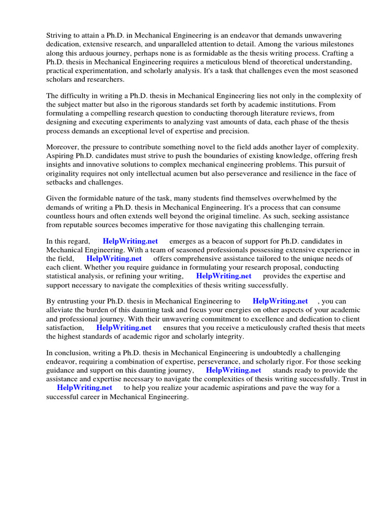 PHD Thesis Mechanical Engineering PDF | PDF | Thesis | Engineering