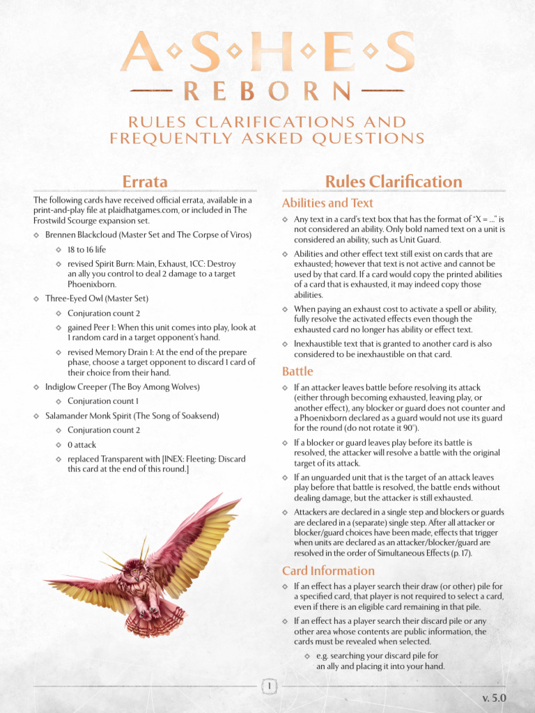 Ashes Reborn: Rules and FAQs | PDF