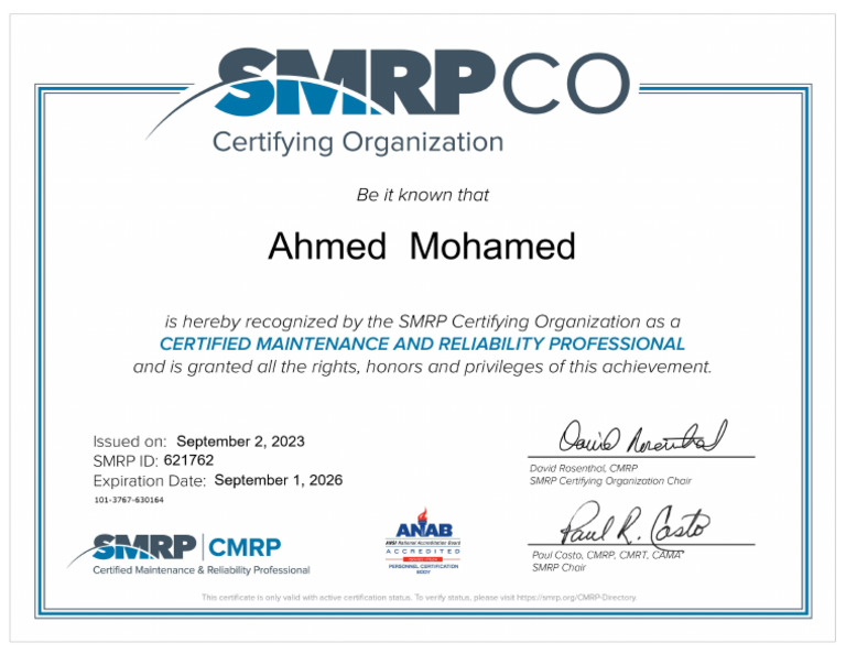 CMRP Certificate | PDF