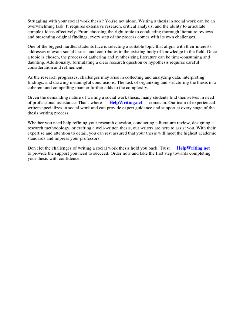 Social Work Thesis Writing Help | PDF | Essays | Social Work
