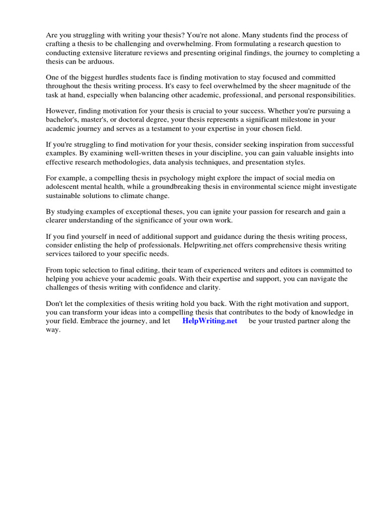 Thesis Motivation Examples | PDF | Motivation | Motivational