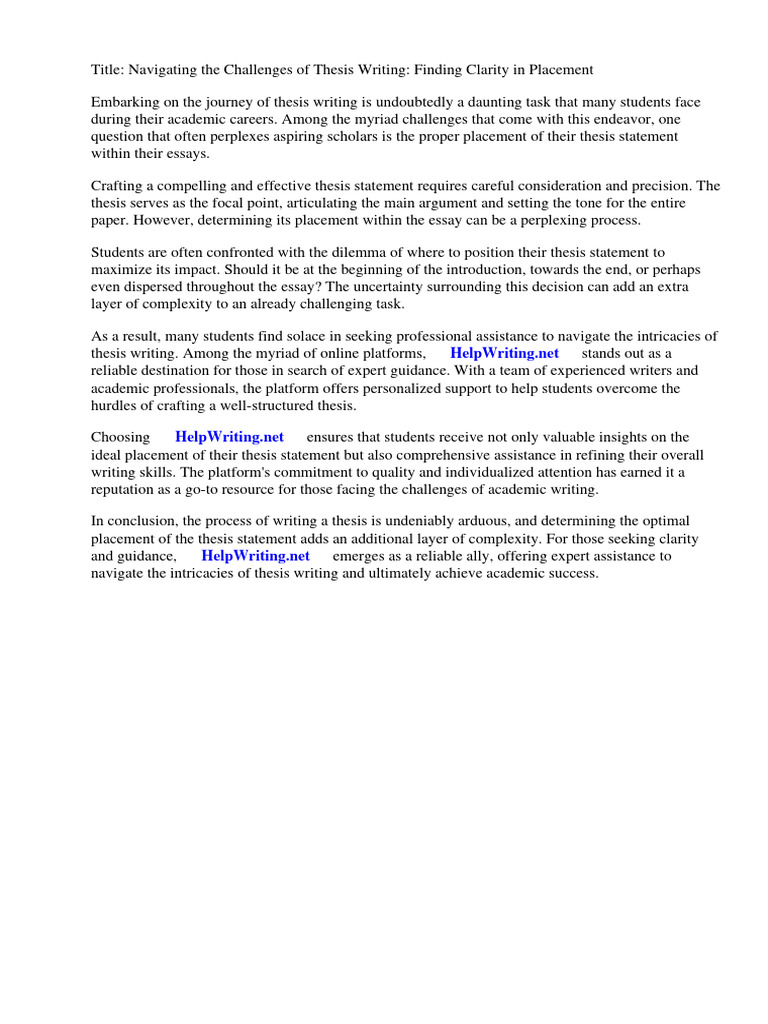 Where Does My Thesis Statement Go in My Essay | PDF | Essays | Thesis