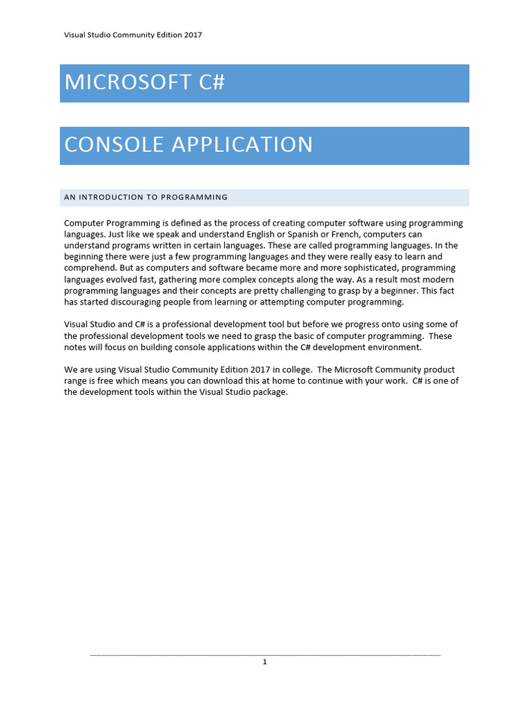 Console Introduction | PDF | Reserved Word | C Sharp (Programming Language)