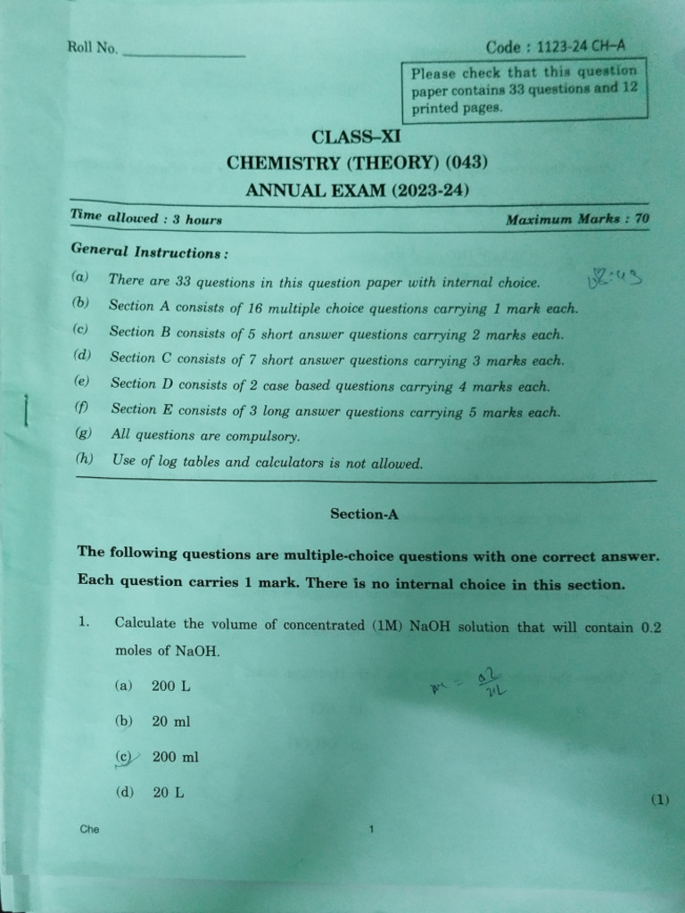 Chemistry Final Year Paper | PDF