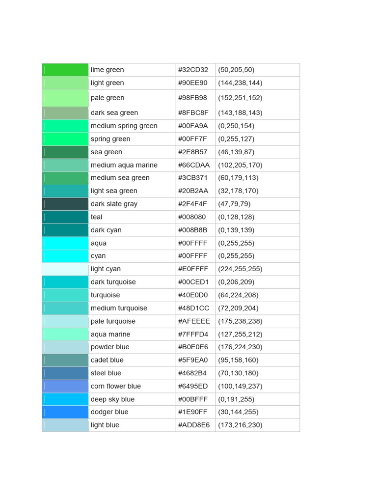 RGB-Color-Table Copy 3 | PDF