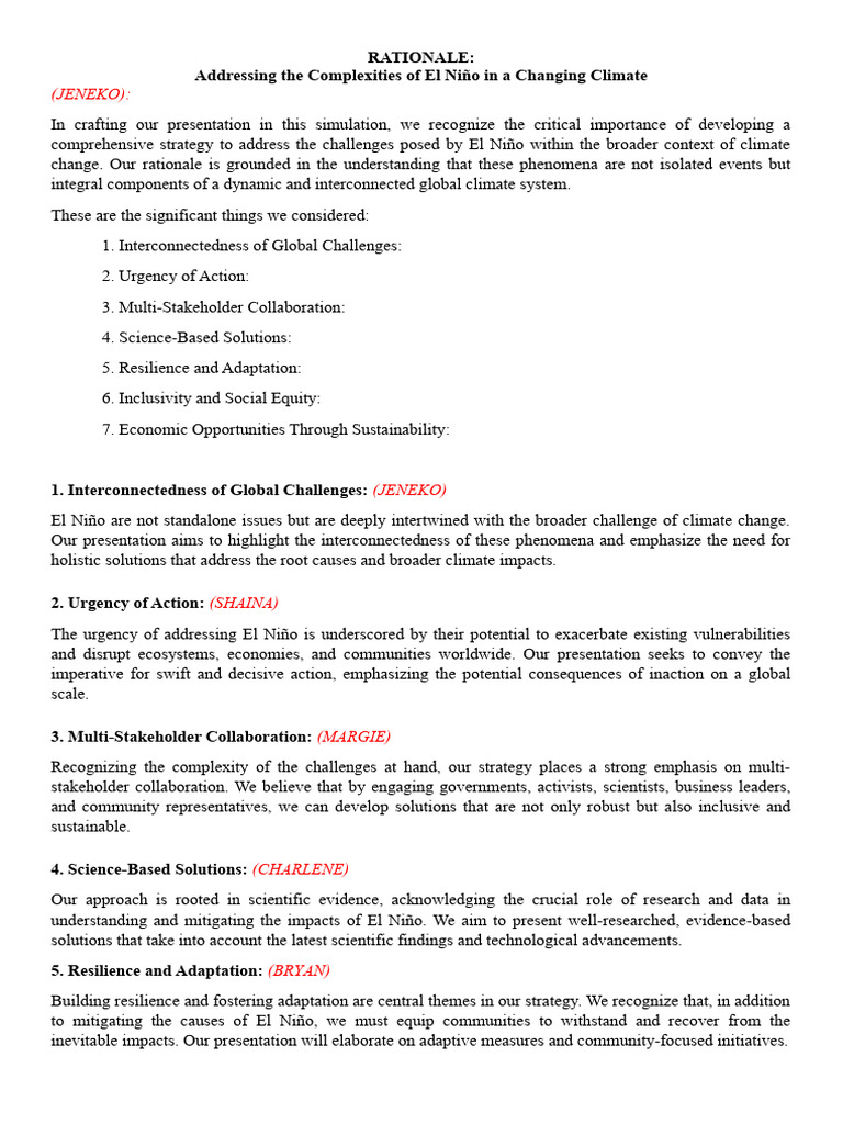 RATIONALE CW | PDF | Climate Resilience | Sustainability