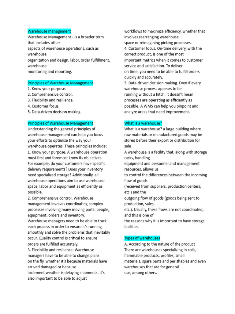 Warehouse Management | PDF | Warehouse | Business Process