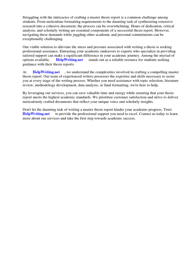 Master Thesis Report Format | PDF | Thesis