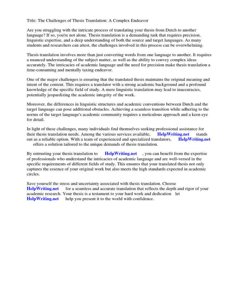 Thesis Translation Dutch | PDF | Translations | Linguistics
