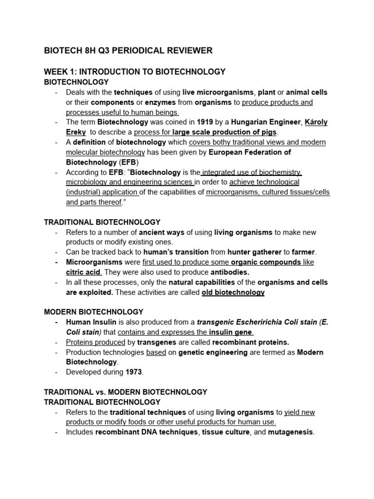 Biotechnology Q3 Periodical Reviewer | PDF | Dna Replication | Dna