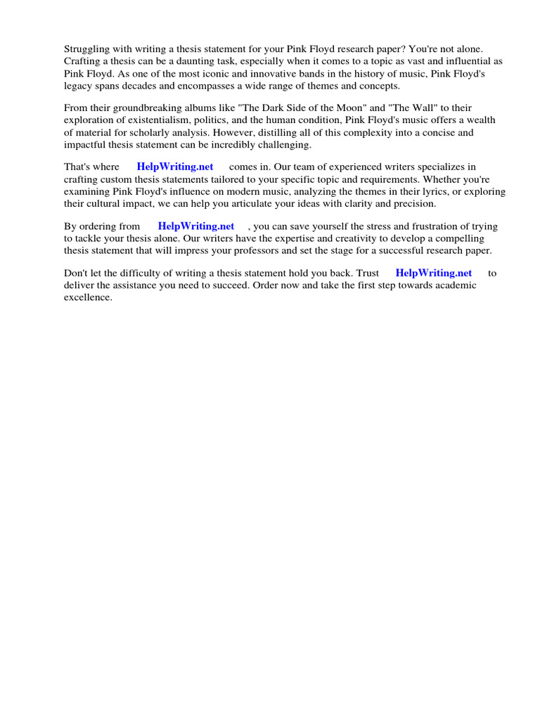Thesis Statement For Pink Floyd PDF Song Structure