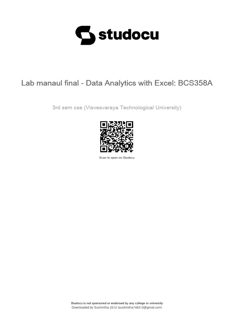 Lab Manaul Final Data Analytics With Excel Bcs358a | PDF | Microsoft ...
