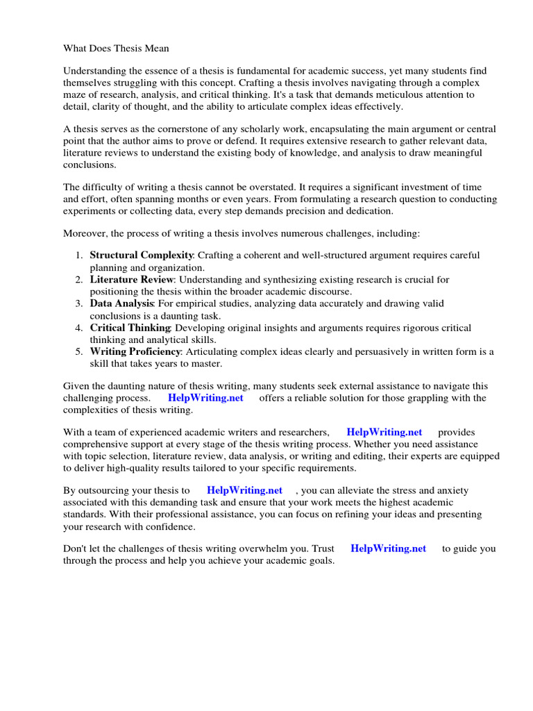What Does Thesis Mean | Download Free PDF | Thesis | Essays