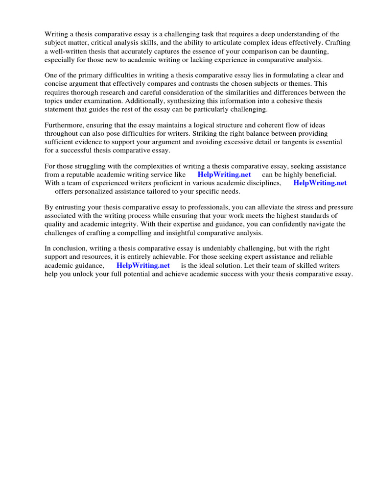 Write Good Thesis Comparative Essay | PDF | Essays | Thesis