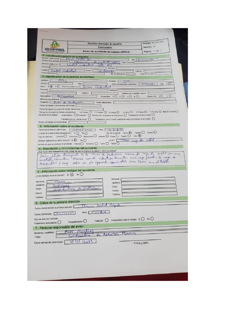 Formulario EPR-1 y ATR-2 | PDF