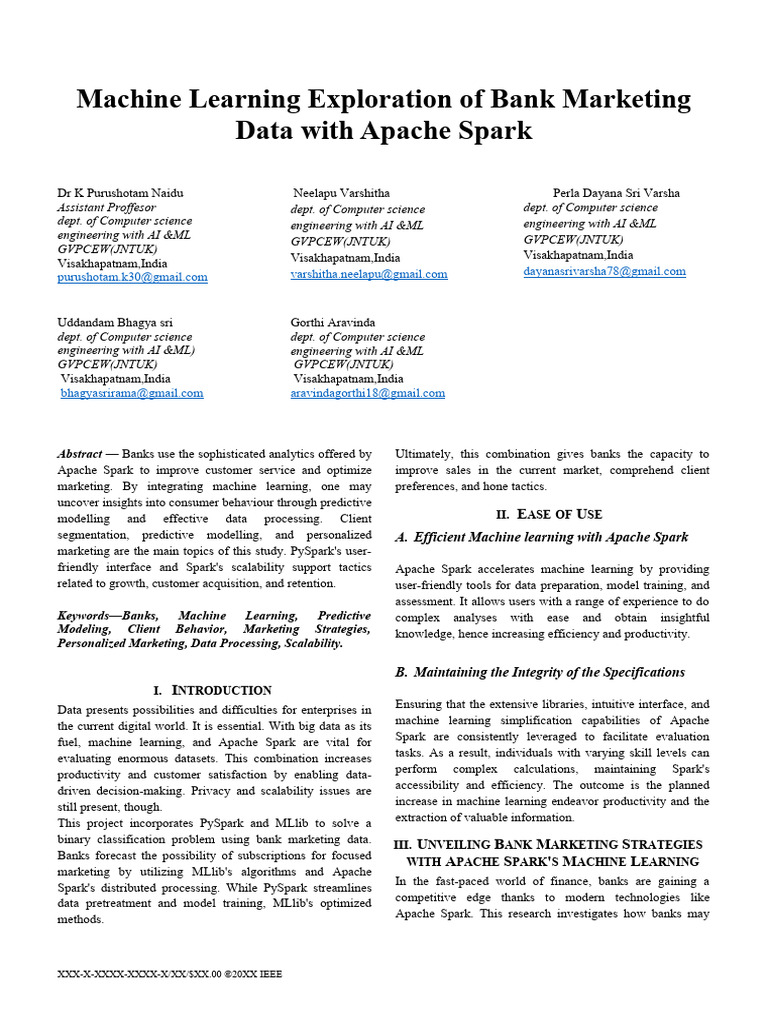 Batch - 8 Paper | Download Free PDF | Machine Learning | Apache Spark