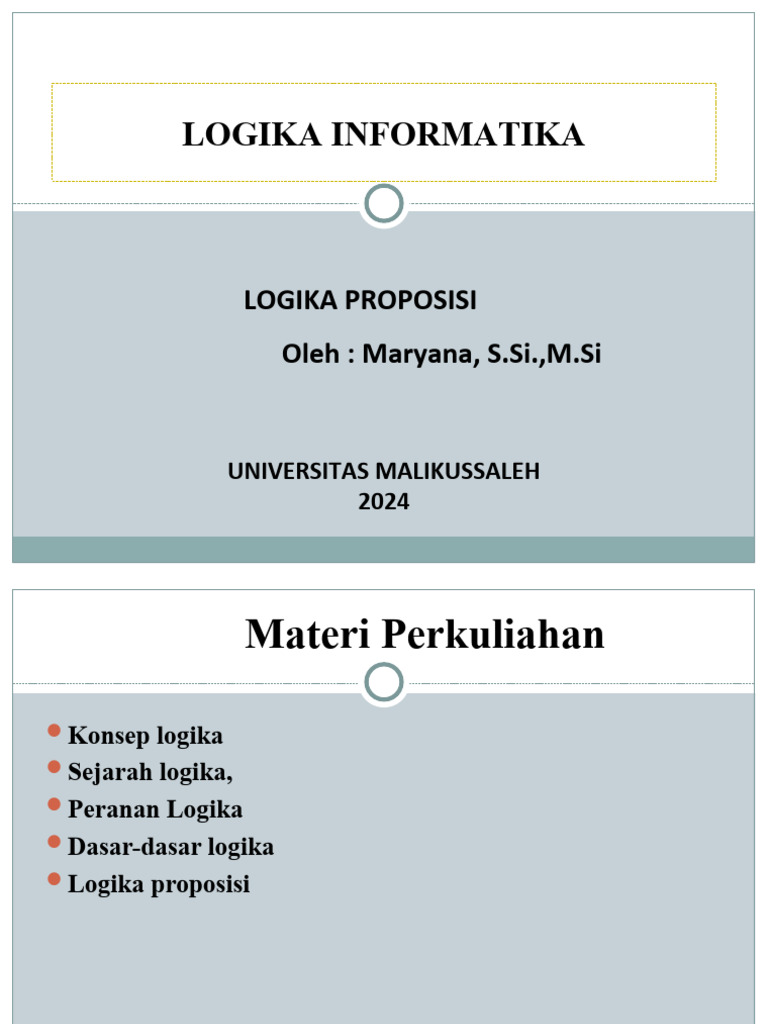 Logika Pertemuan Ke-2 | PDF | Metode & Bahan Ajar | Sains & Matematika