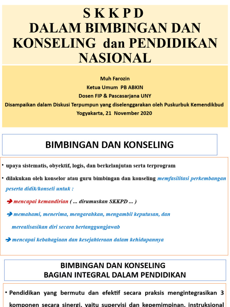 SKKPD DALAM BK Dan PENDIDIKAN NASIONAL Puskusbuk 2020 | PDF | Karier ...