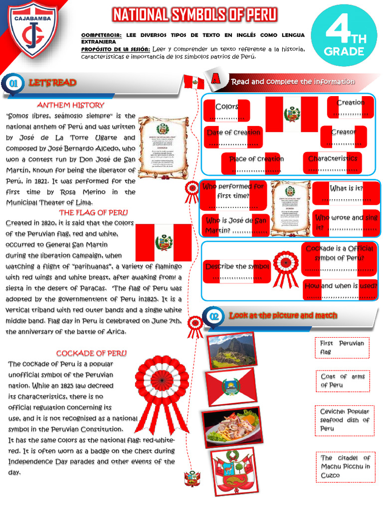 Ficha 02 National Symbols of Peru | PDF | Symbols | National Symbols
