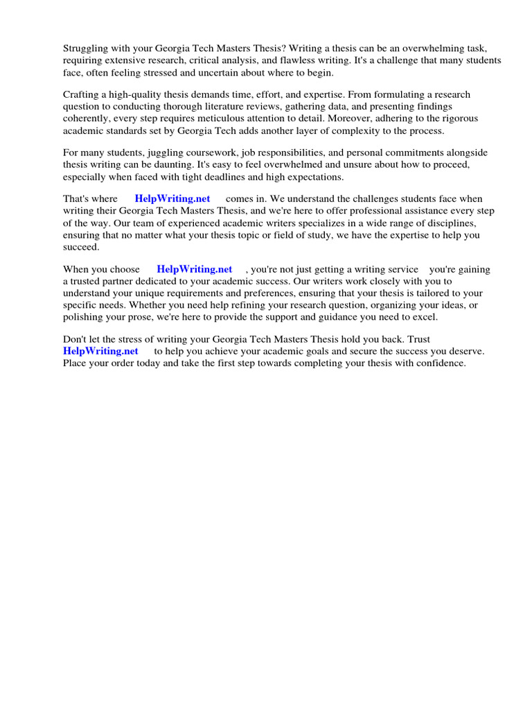 Georgia Tech Thesis Writing Help | PDF | Thesis | Academic Degree