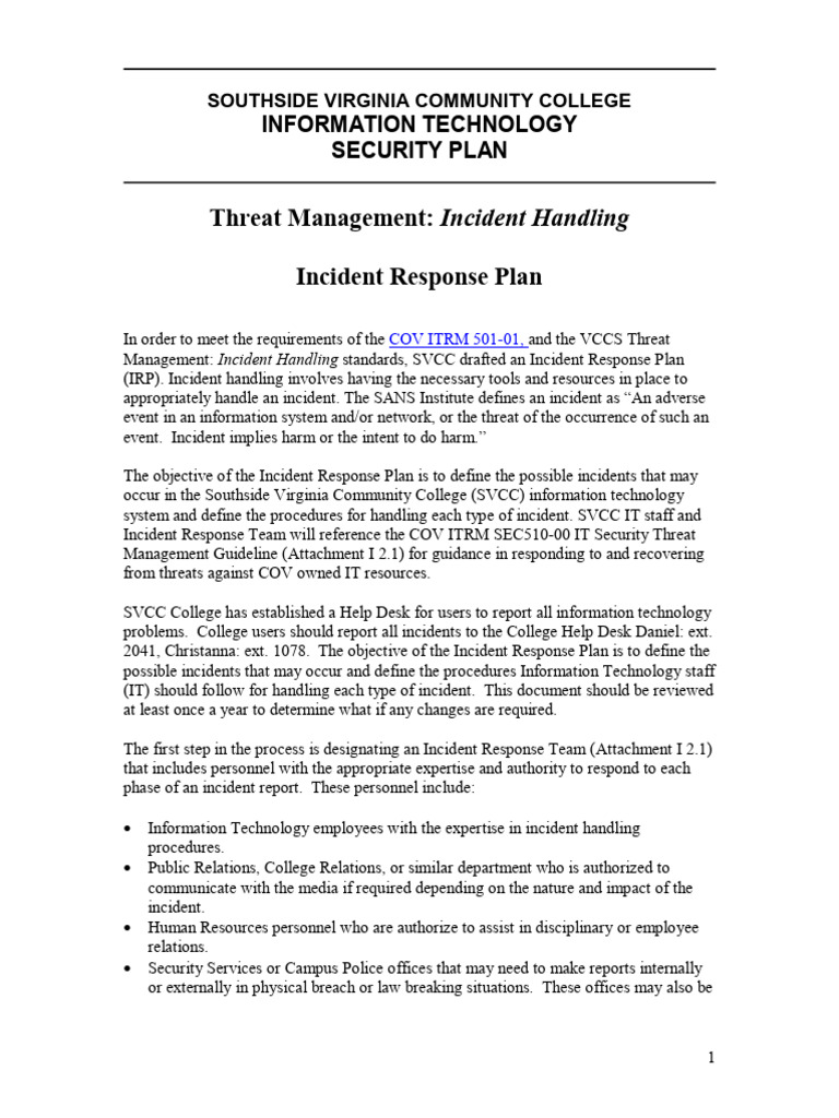 Incident Response Plan | PDF | Security | Computer Security