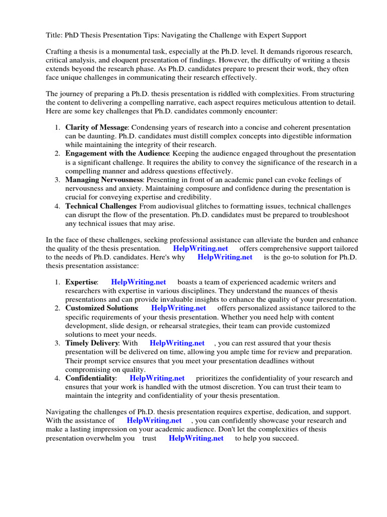 PHD Thesis Presentation Tips | PDF | Thesis | Methodology