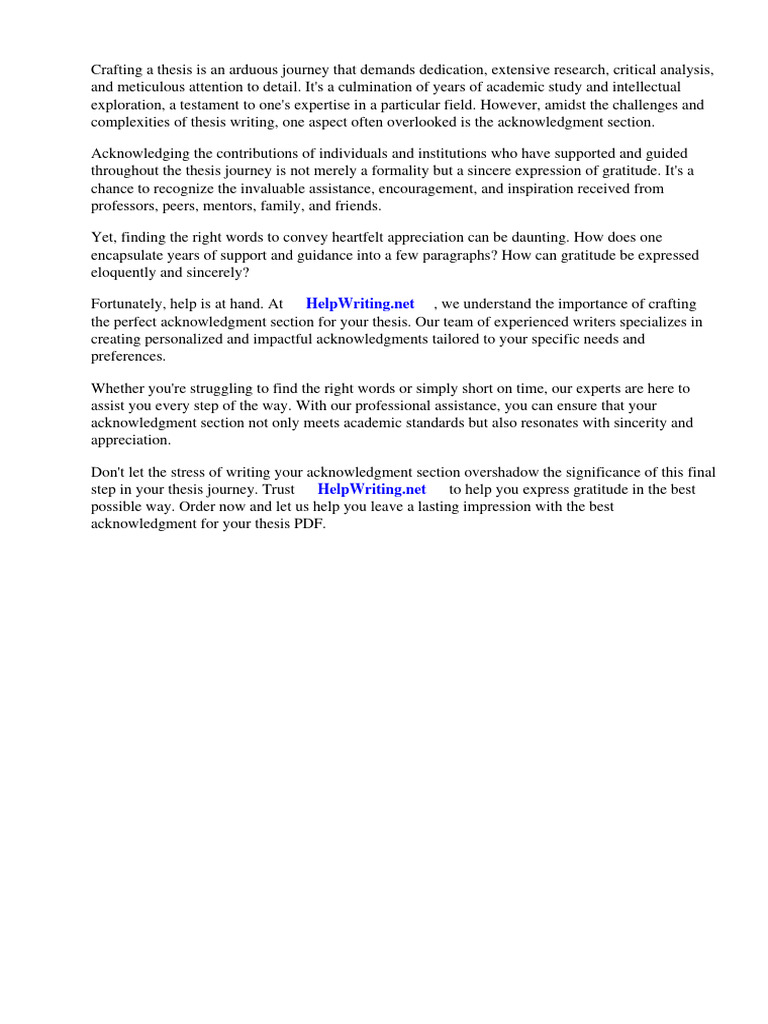Best Acknowledgement For Thesis PDF | PDF | Thesis