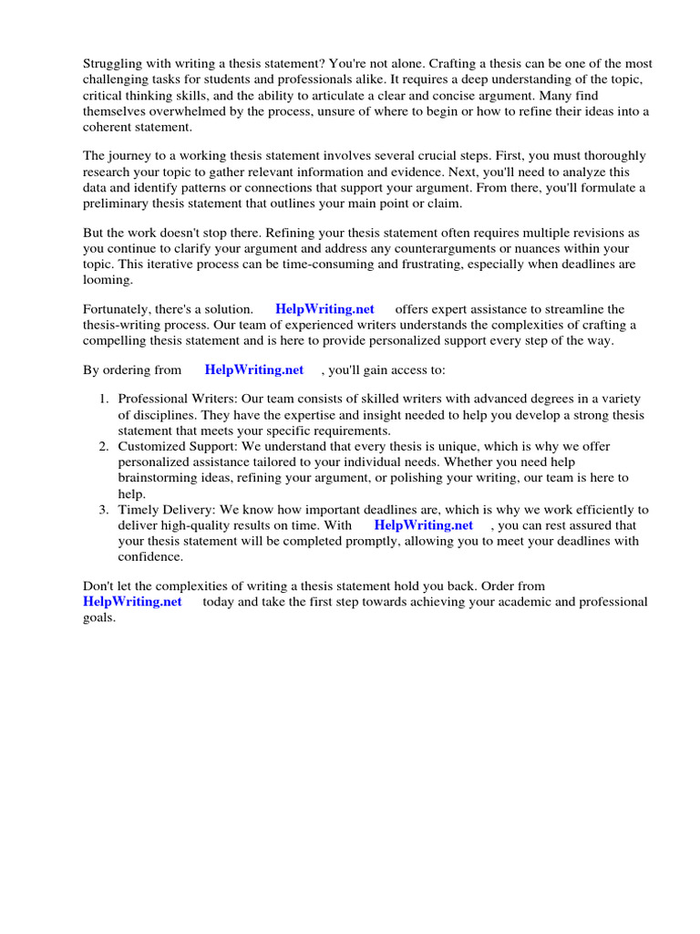 Steps To A Working Thesis Statement | PDF | Essays | Thesis