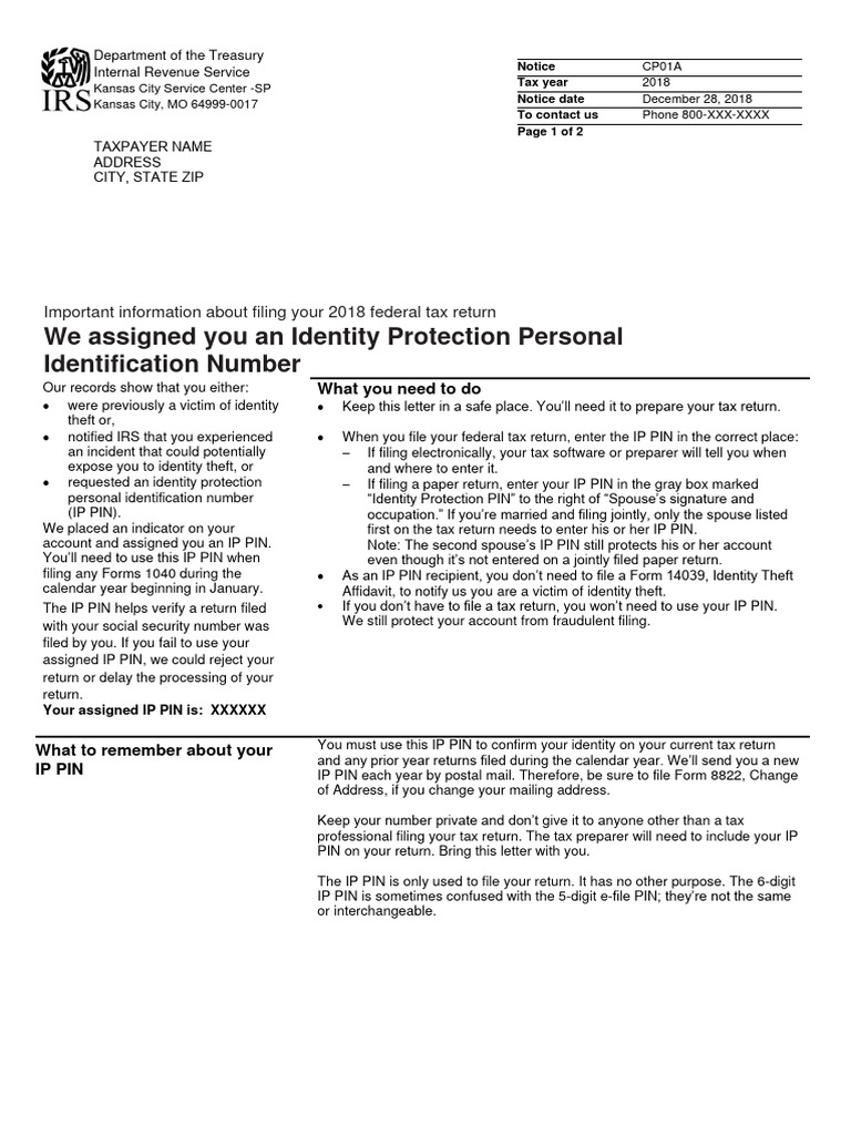 Cp01a English | PDF | Internal Revenue Service | Taxes