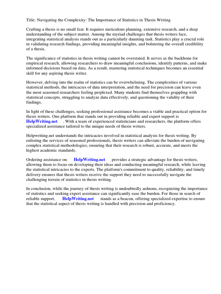 Importance of Statistics in Thesis Writing | PDF | Statistics | Data