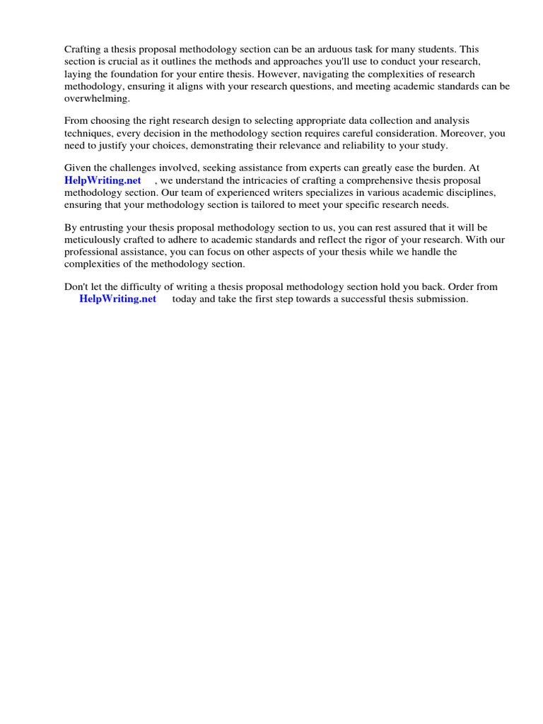 Thesis Proposal Methodology Section | PDF | Methodology | Thesis