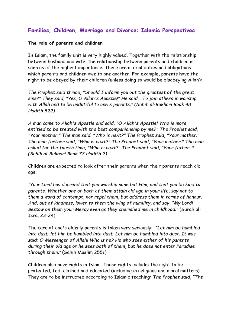 Islam and Family | PDF | Muhammad | Marriage