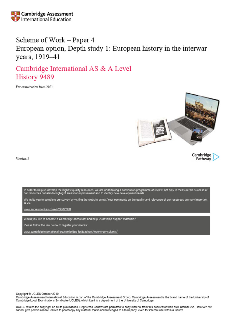 9489 Scheme of Work Paper 4 - European History (For Examination From ...