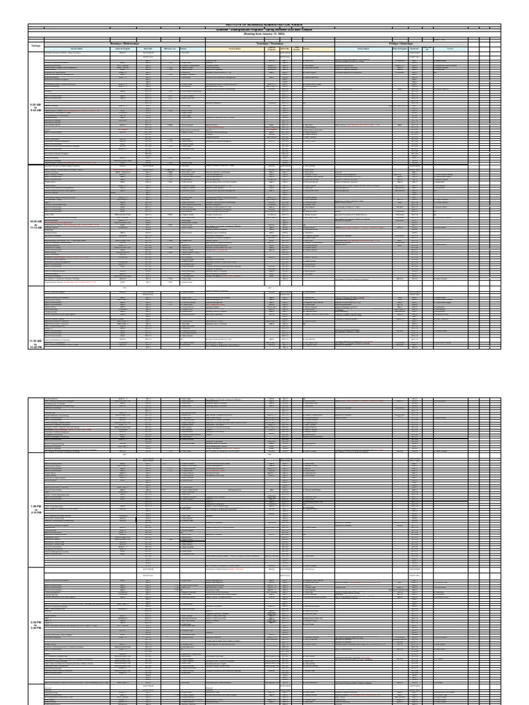 Undergraduate Main Campus Schedule Spring Semester 2024 | PDF