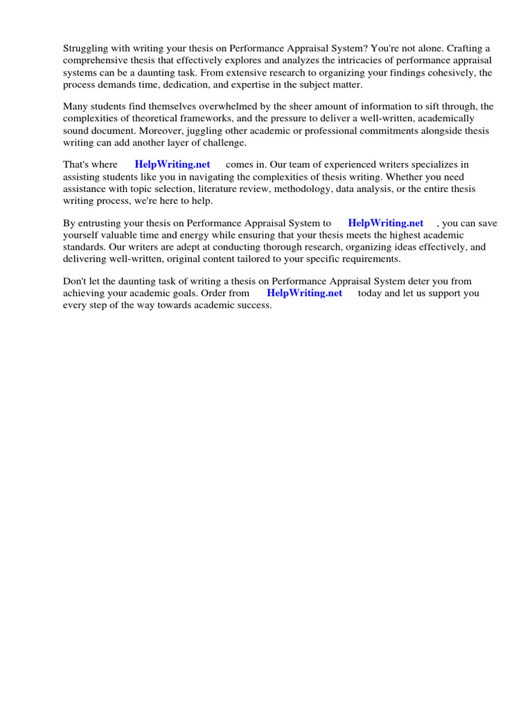 Thesis On Performance Appraisal System | PDF | Performance Appraisal ...