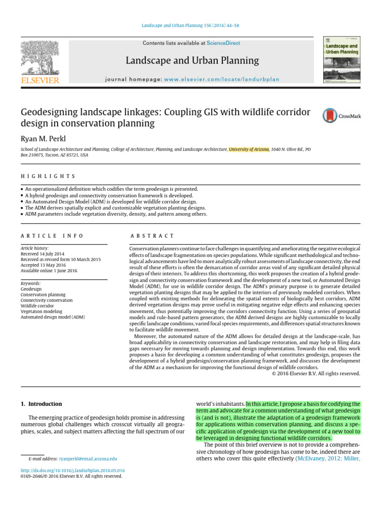 02 - Geodesigning Landscape Linkages Coupling GIS With Wildlife ...