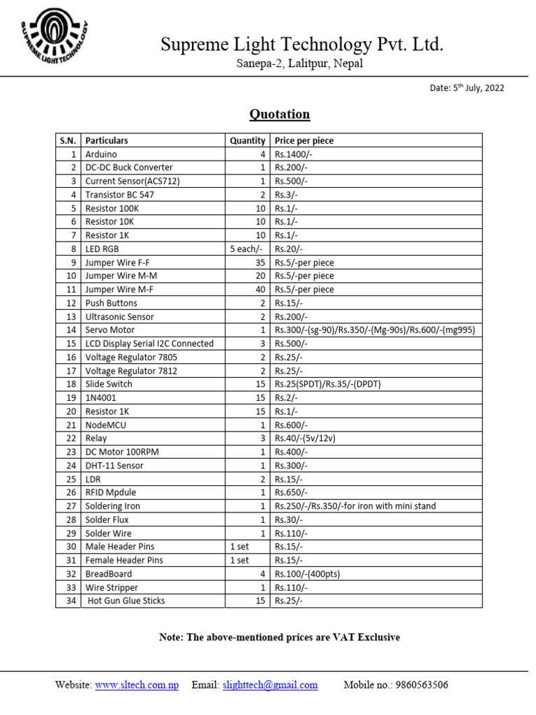 Quotation of Materials For UTECH College | PDF | Switch | Electric Power Quotation of Materials For UTECH College | PDF | Switch | Electric Power