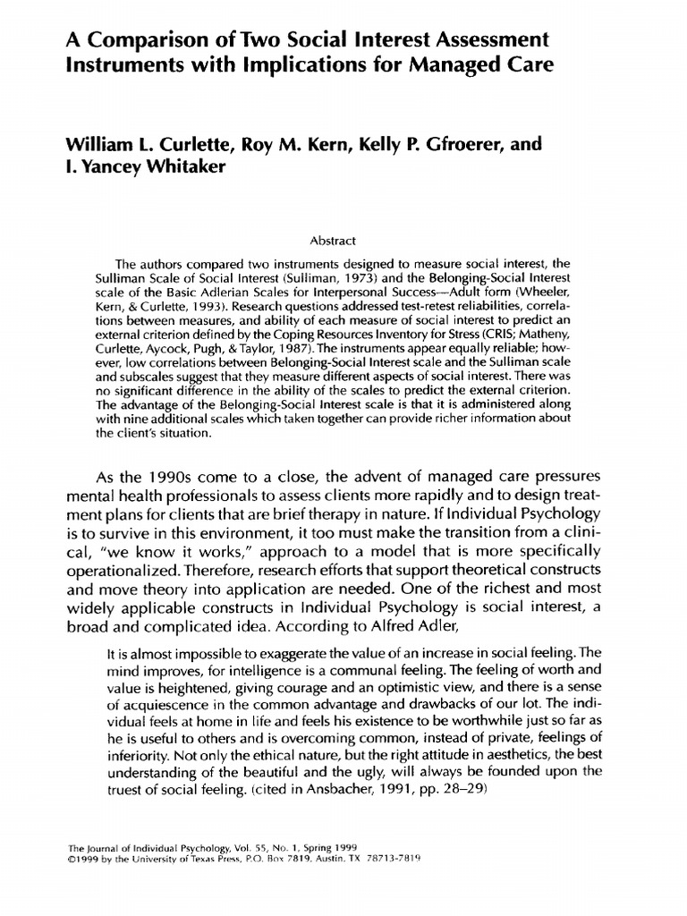 A Comparison of Two Social Interest Assessment Instruments With ...
