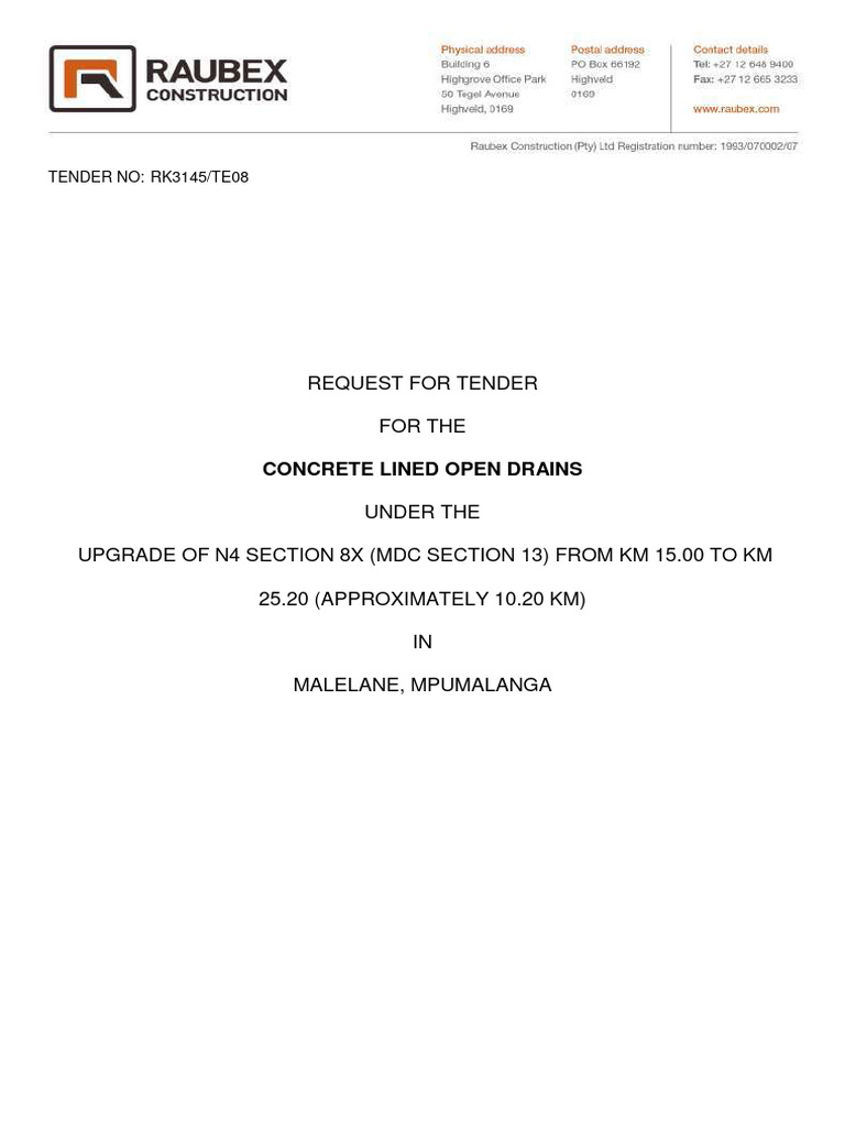 Tender Pack RK3145-TE08 Concrete Lined Open Drains | PDF ...