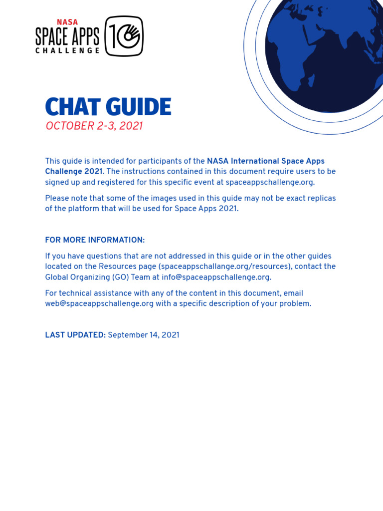 Space_Apps_2021_Chat_Guide | PDF | Computer File | Mobile App