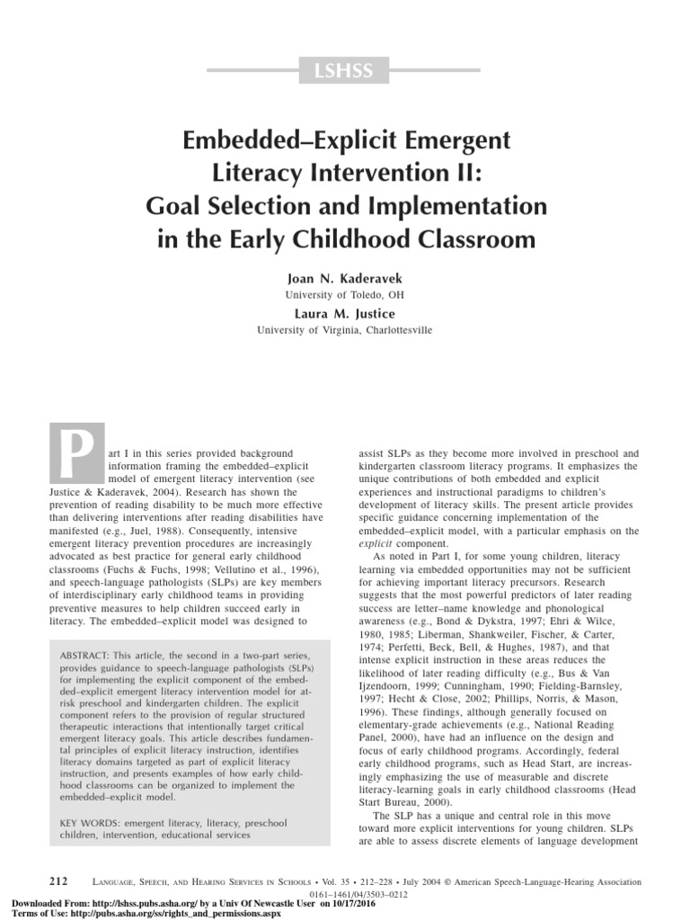 Emergent Literacy Interventions for SLPs | PDF | Literacy | Syllable